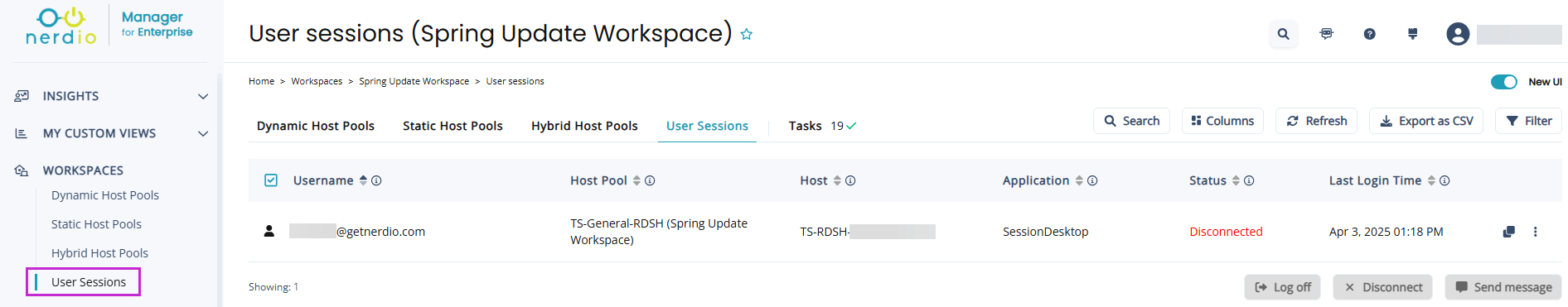 Manage user sessions